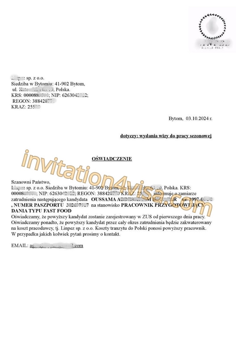 Seasonal work permit to Poland 2025 Invitation for visa to EuropeAll ...